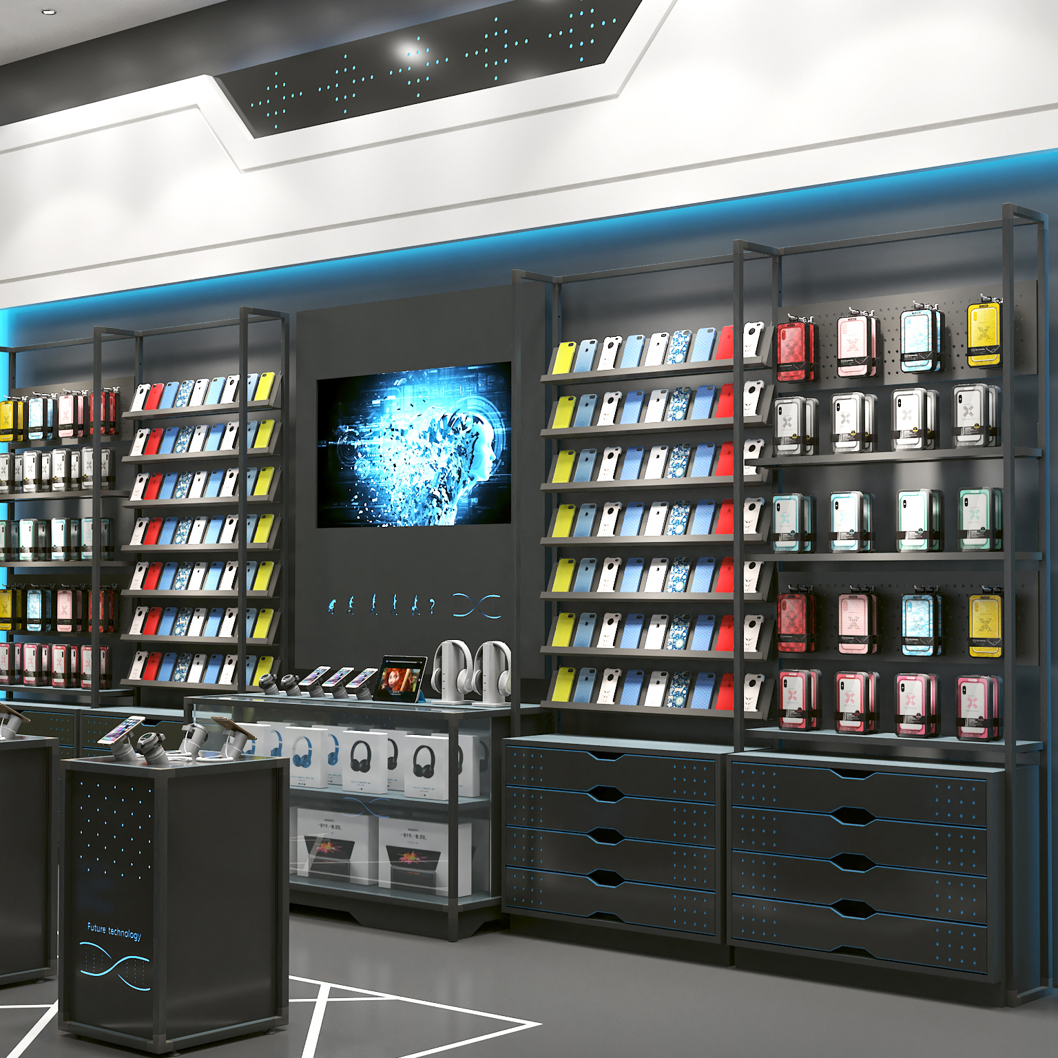 Modern Mobile Phone Shop Interior Design Electronic Display Stand ...