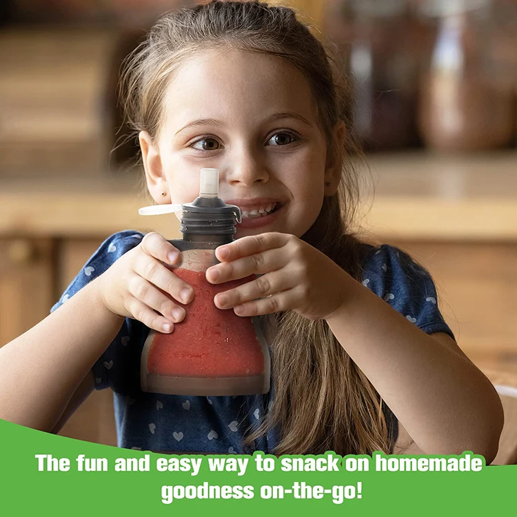 300ml Reusable Silicone Yummy Pouch Squeeze Refillable Baby Food ...