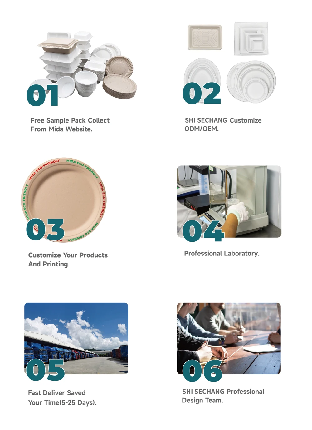 5-grid Eco-friendly Biodegradable Tableware Food Plate Sugarcane ...