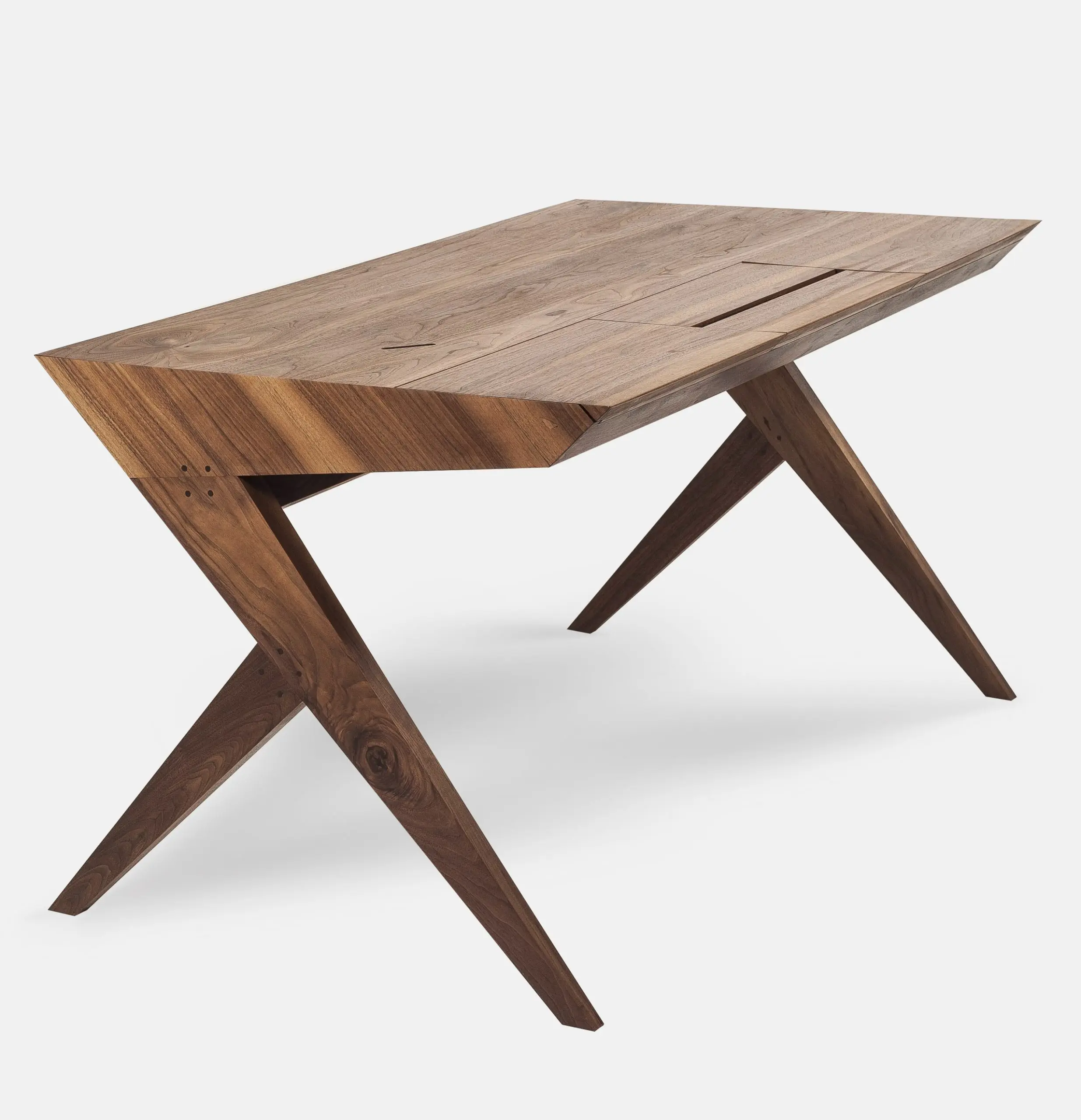 Wood Modern Office Desk Computer table Minimalist workbench walnut ...