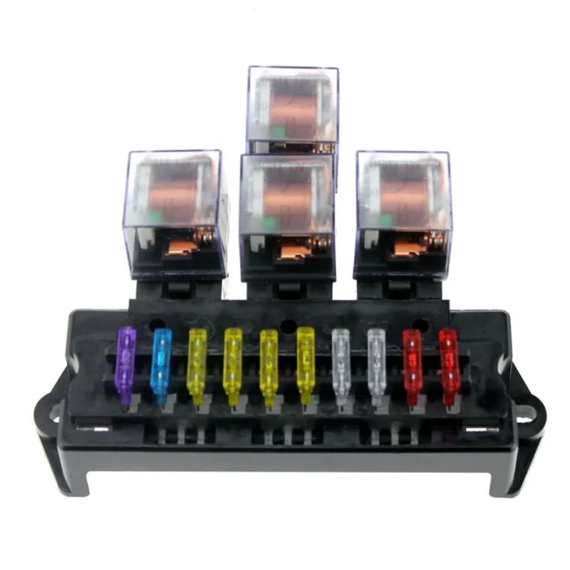 10 Way Fuse Box 5-Pin Socket Base Relay Fuse Holder Block| Alibaba.com