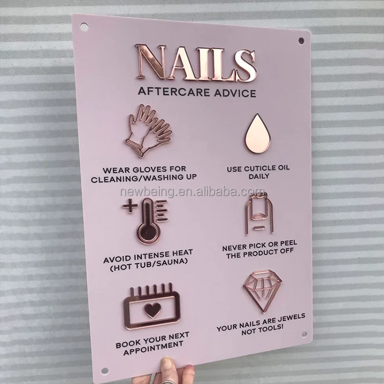 Custom 3D Perspex Acrylic Business Logo Nail Aftercare Advice Wall Sign ...