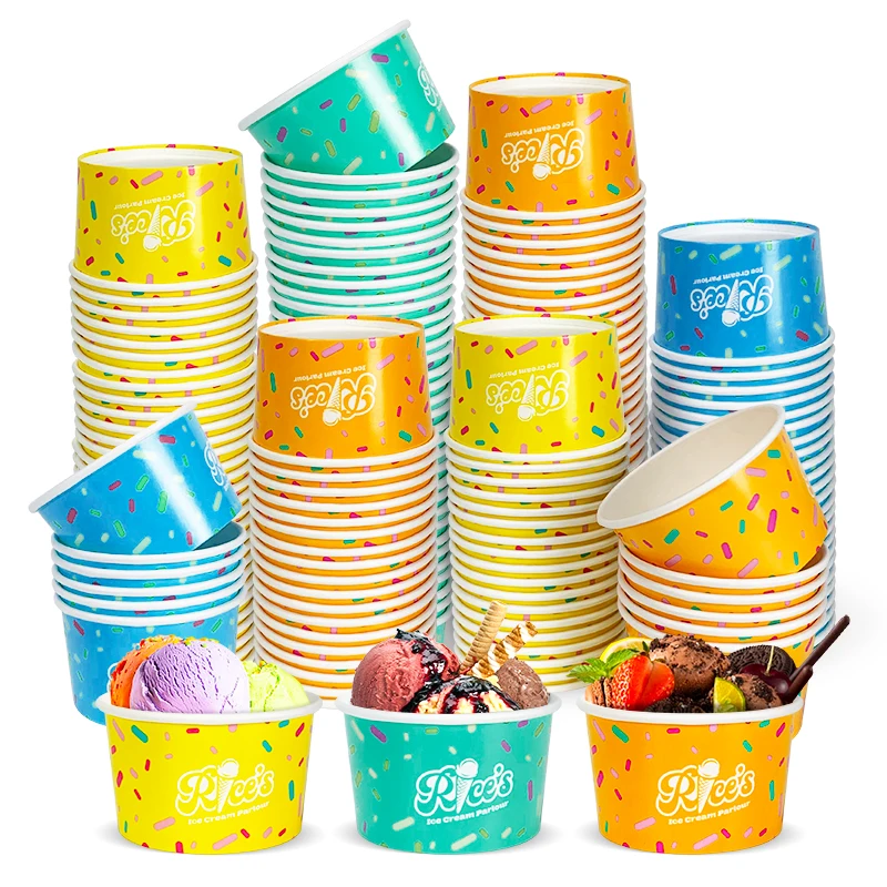 Custom Yogurt Packaging Boxes Frozen Sundae Gelato Container With ...