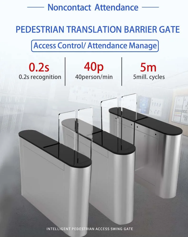 Full Height Speed Slide Barrier Facial Recognition Biometric Access ...
