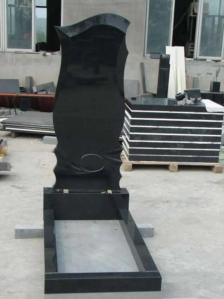 Customizable Black Granite Glossy Gravestone Natural Texture Hard ...