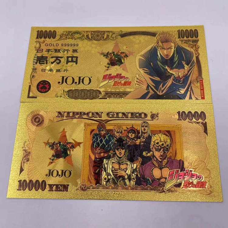 9 Design Plastic Anime Comic Jojo Bizarre Adventure 10000 Yen 24k Gold ...