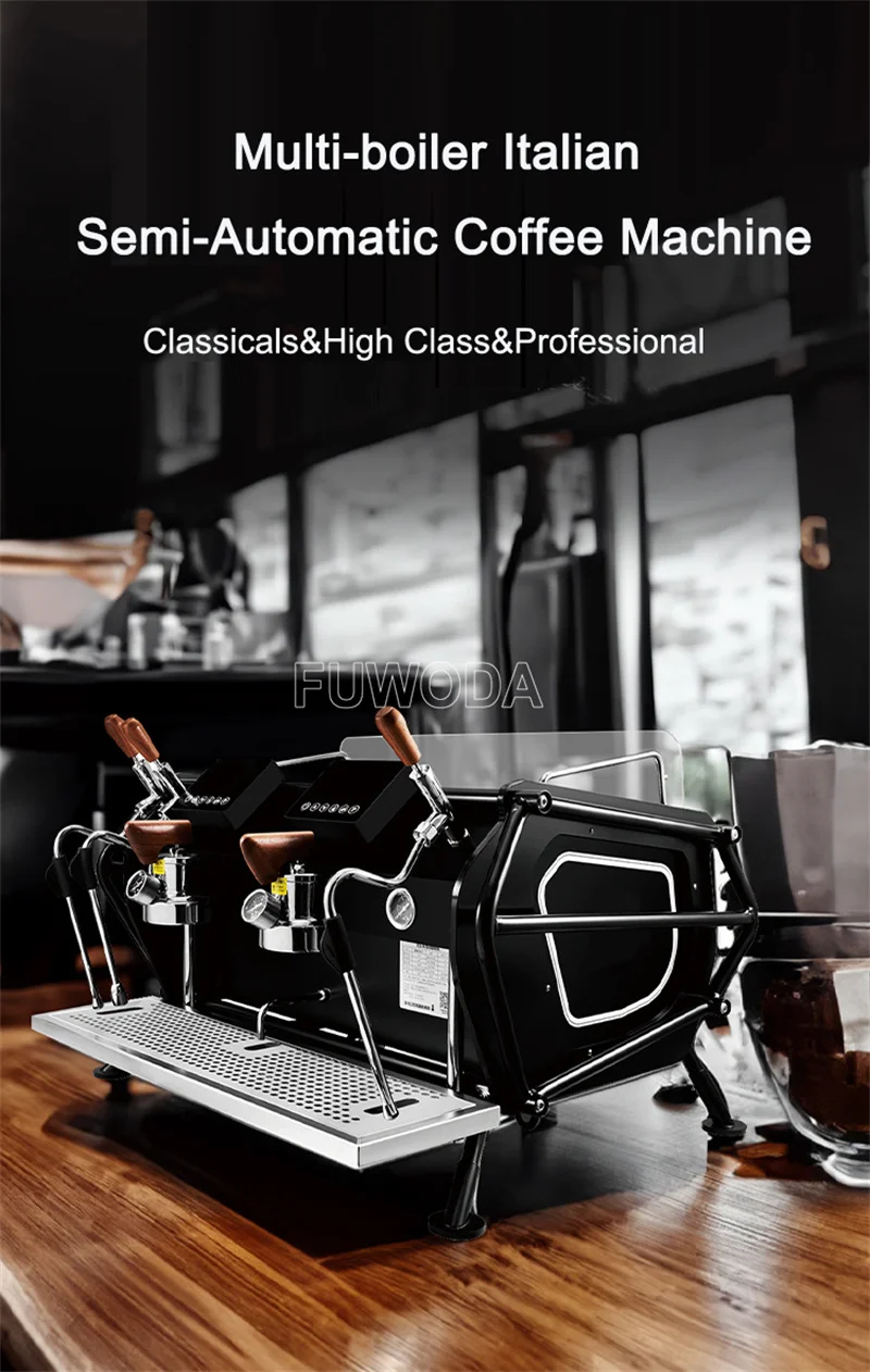 Fuwoda Commercial Coffee Machine - Dual Head & Smart Touch