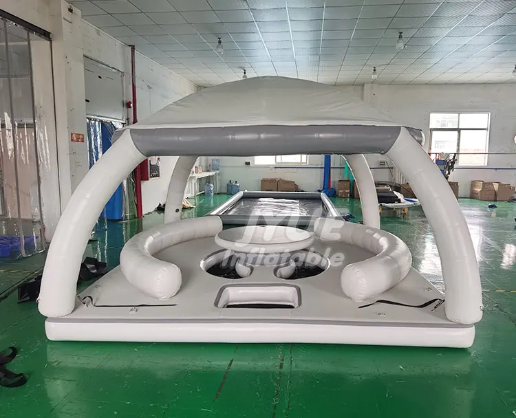 2.5x1.5x0.2m Teak Dock Inflatable Water Fishing Platform Yacht Floating ...