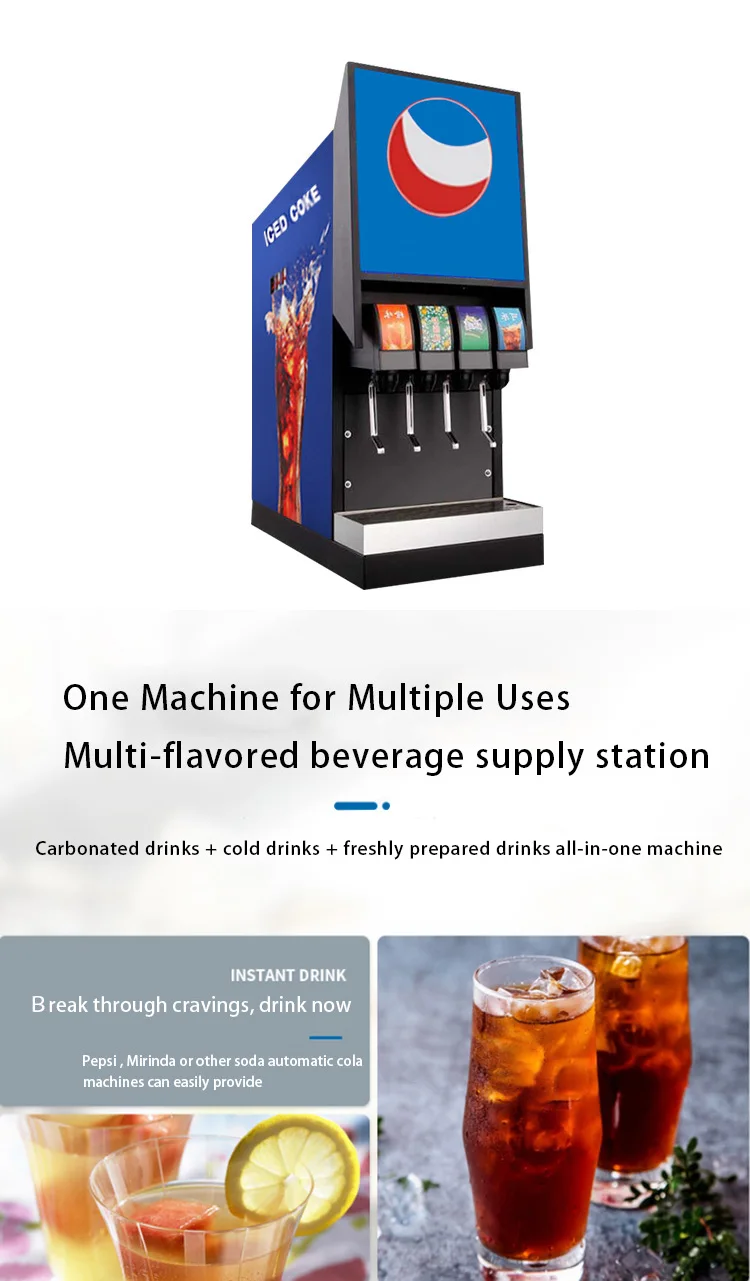 4-valve Carbonated Lemon Flavored Soda Machine - Cold Drink Fountain
