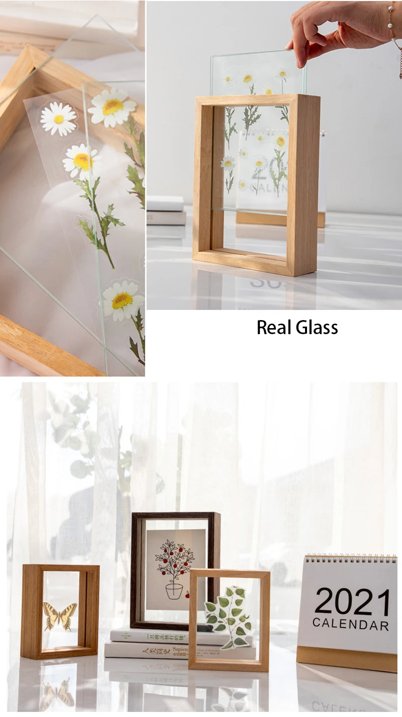 Custom 3D DIY Double Glass Picture Frame for Pressed Flowers