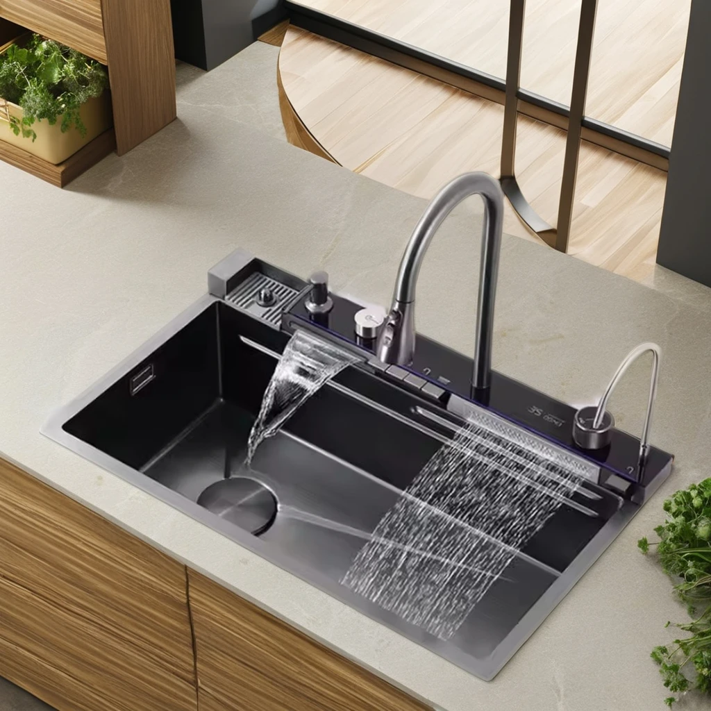 Modern Luxury 304 Stainless Steel Nano Black LED Kitchen Sink