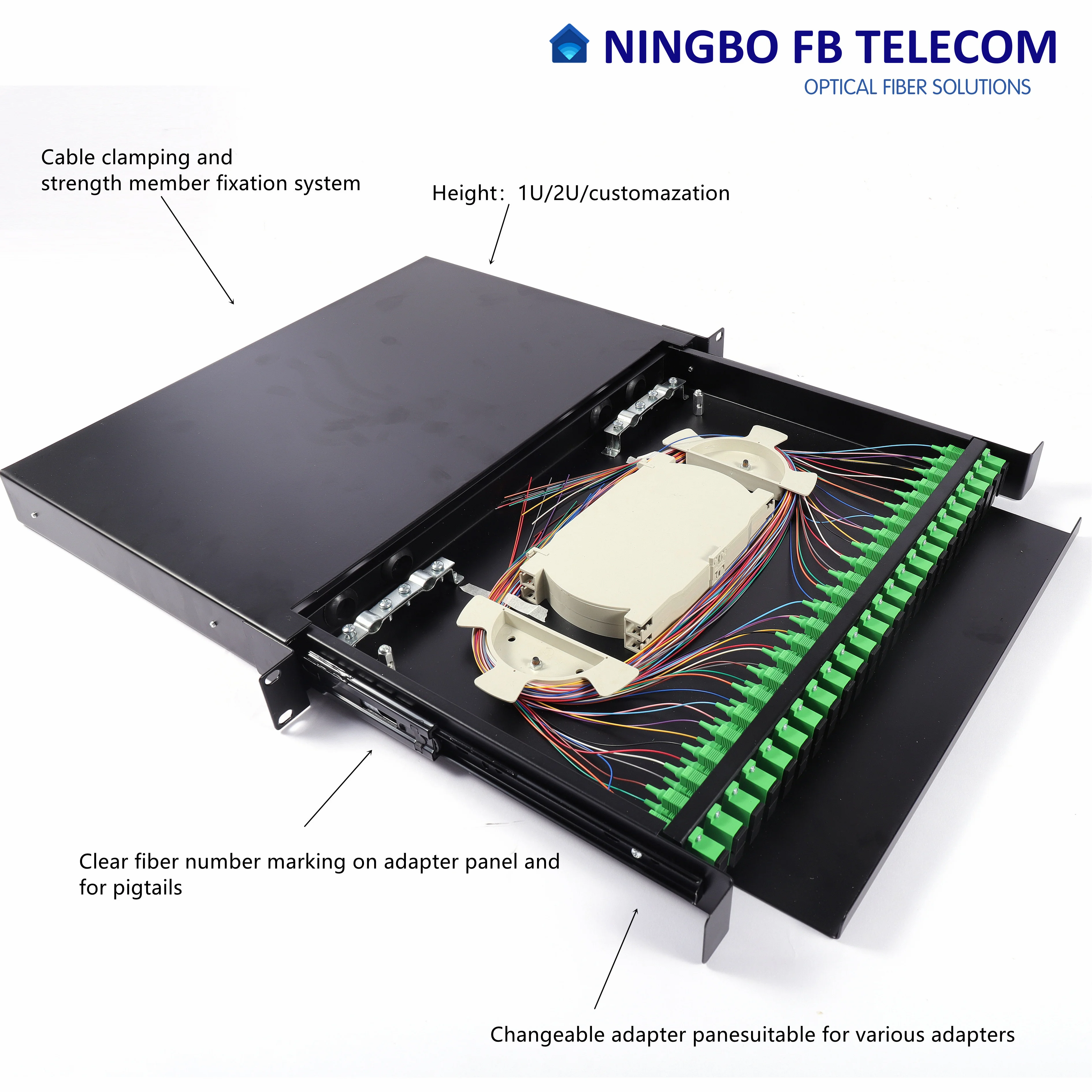 Sliding Fiber Optic Patch Panel - 19" Rack Mount Enclosure