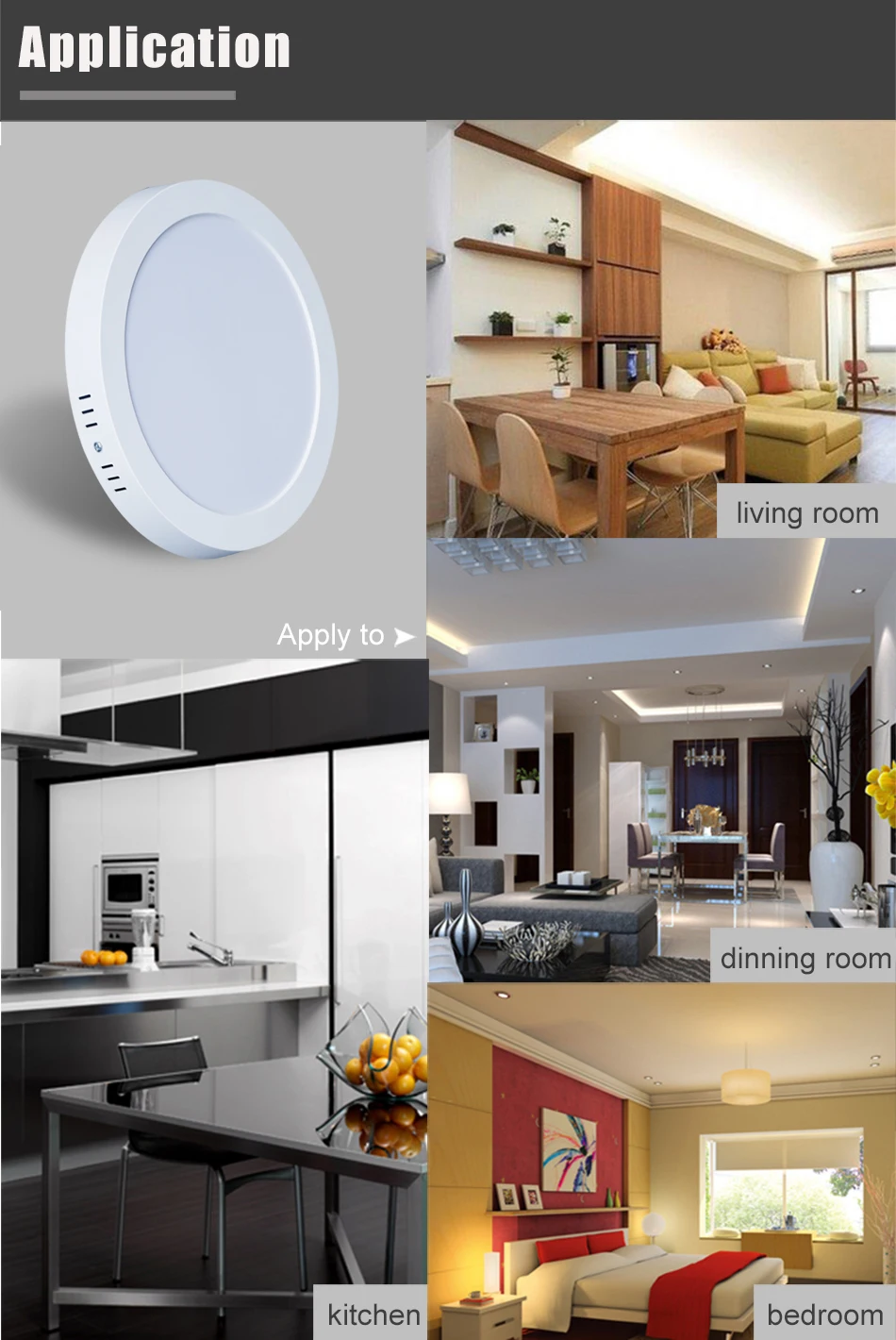 Indoor Lighting Recessed Mounted Slim Round & Square Energy Saving Led Panel Light For Home ...