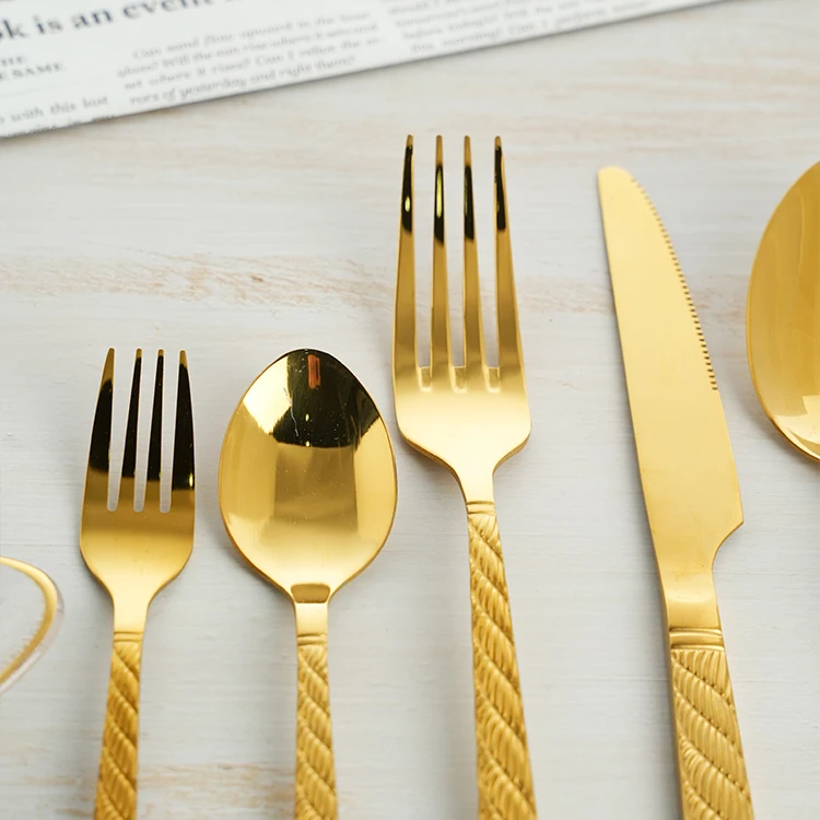 Gold Color Stainless Steel Flatware Set for Wedding Good Price Knife ...