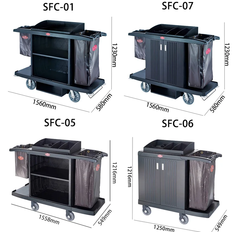 Hotel Room Multifunctional Plastic Healthcare Cleaning Carts