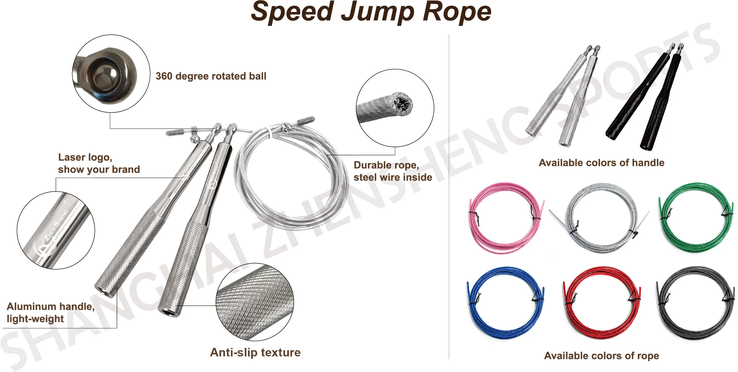 Zhensheng Custom Steel Wire Rope Heavy Speed Beaded Jumping Rope ...