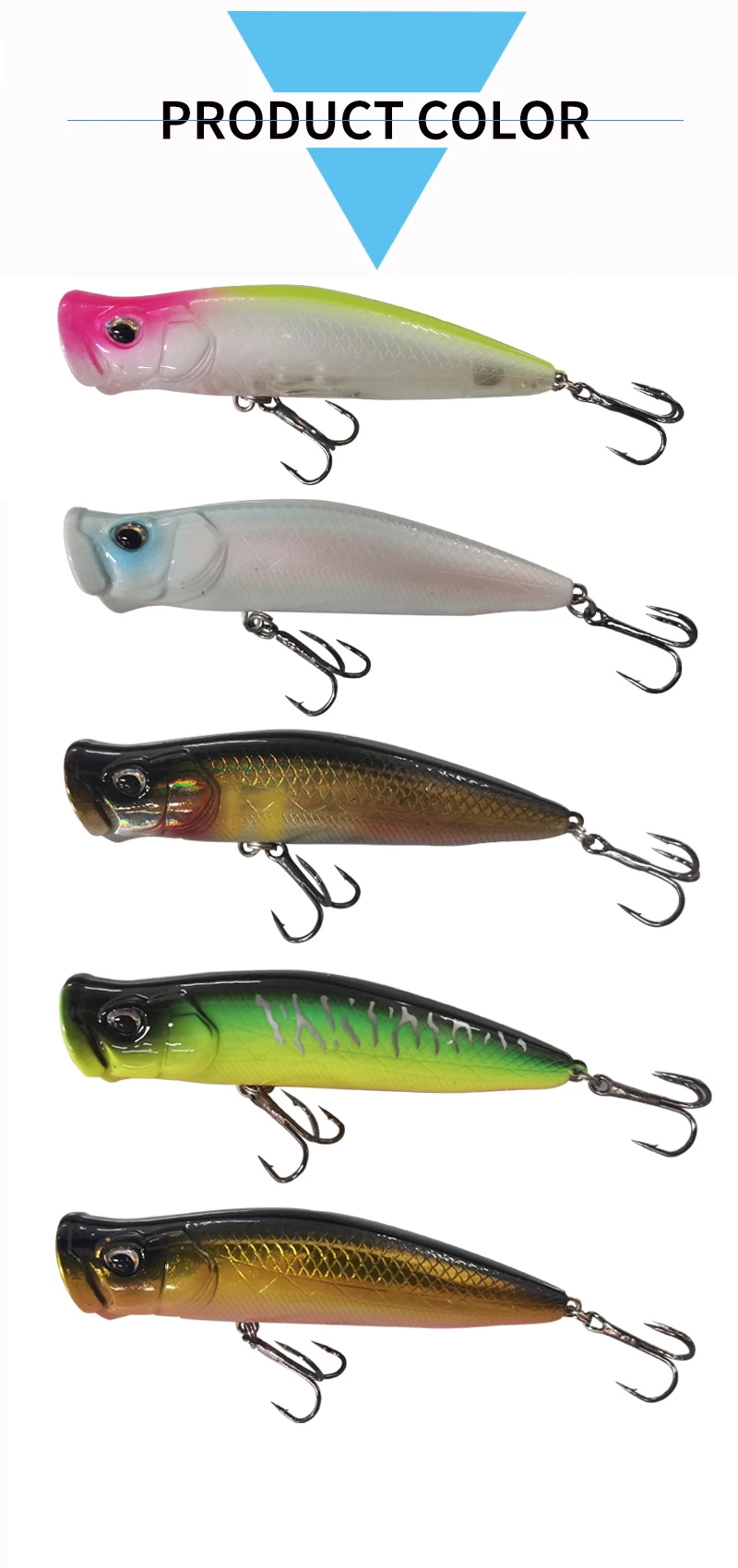 Lutac New Arrival Fishing Popper Lures 86mm 16g Plastic Hard Fishing ...