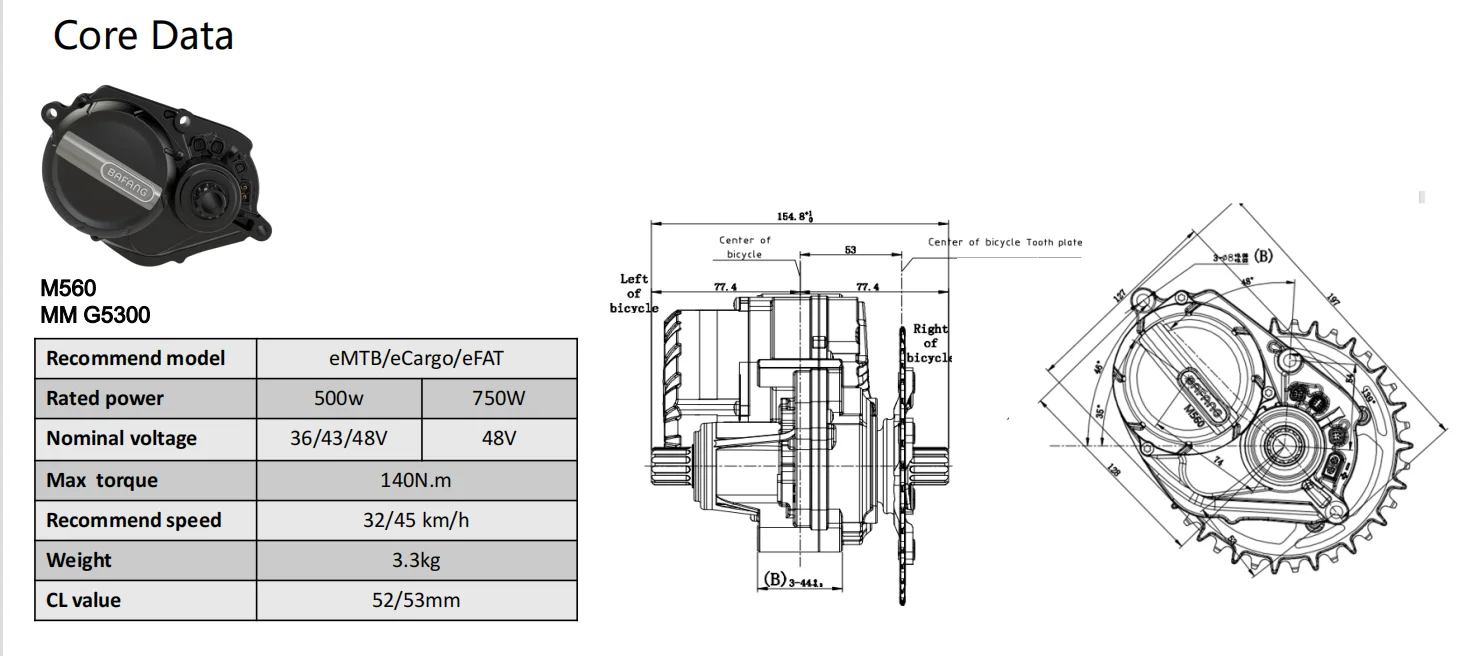 Bafang M560 Drive System - 750W Mid Motor Electric Bike Kit