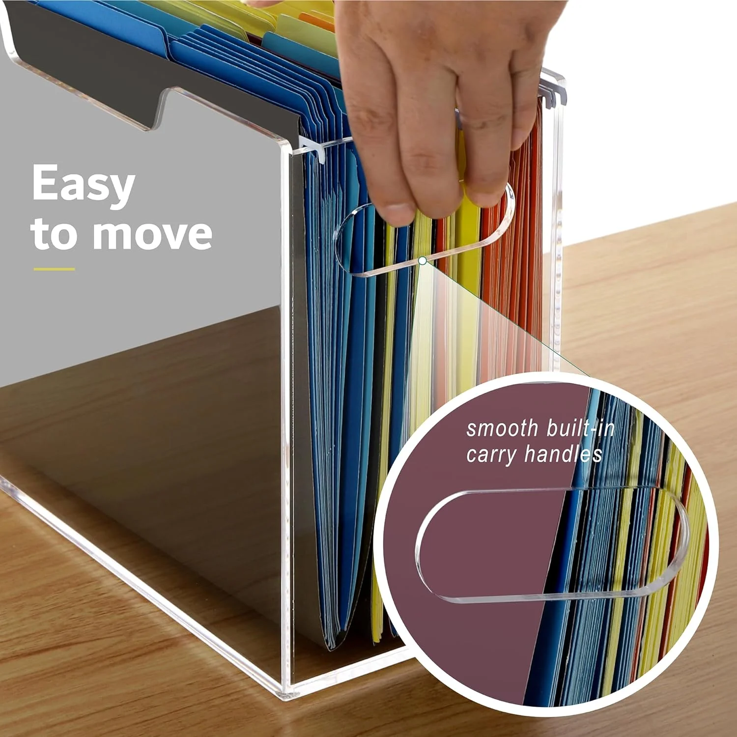 Bespoke clear Acrylic Hanging File Organizer Box with Handle Letter ...