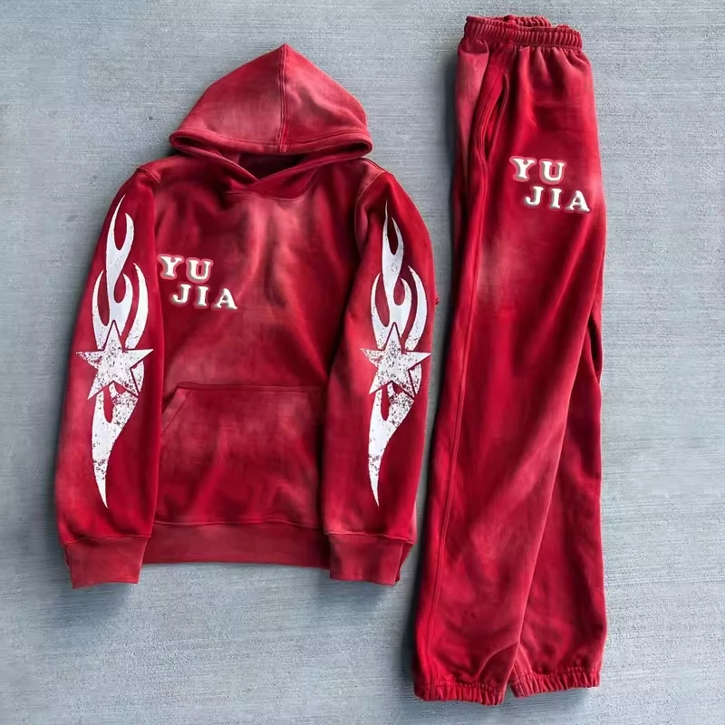 Yujia Oem Custom Heavyweight Oversized 100% Polyester Men's 2 Piece ...