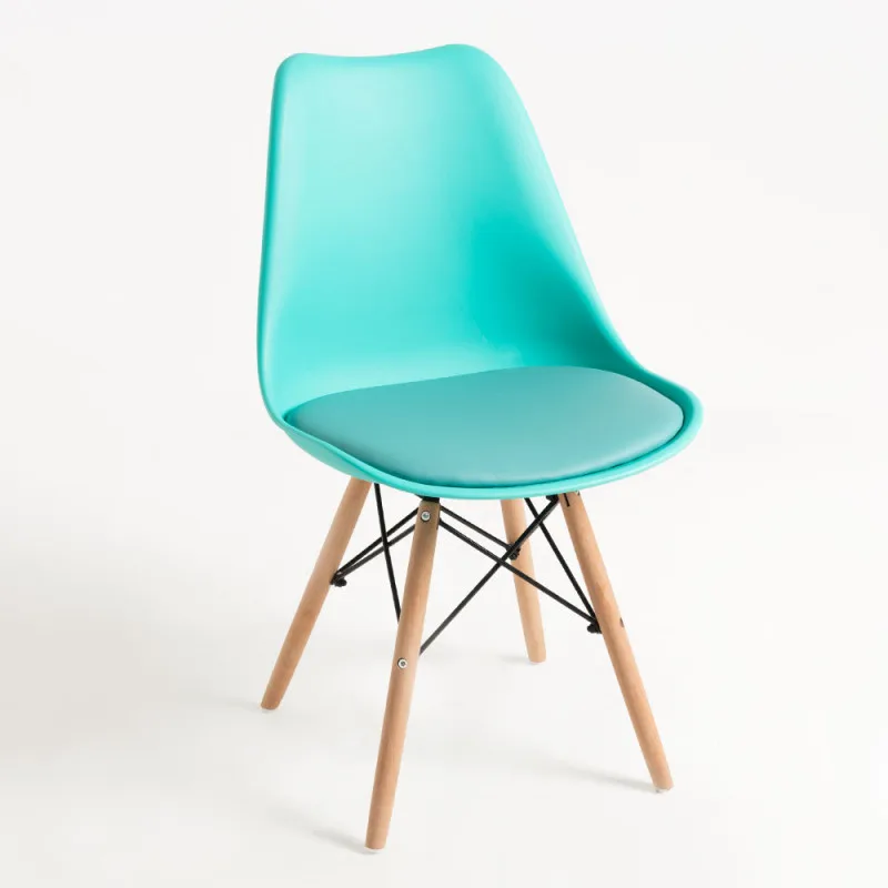 Scandinavian Cushioned Plastic Dining Kitchen Chair With Wood Feet ...