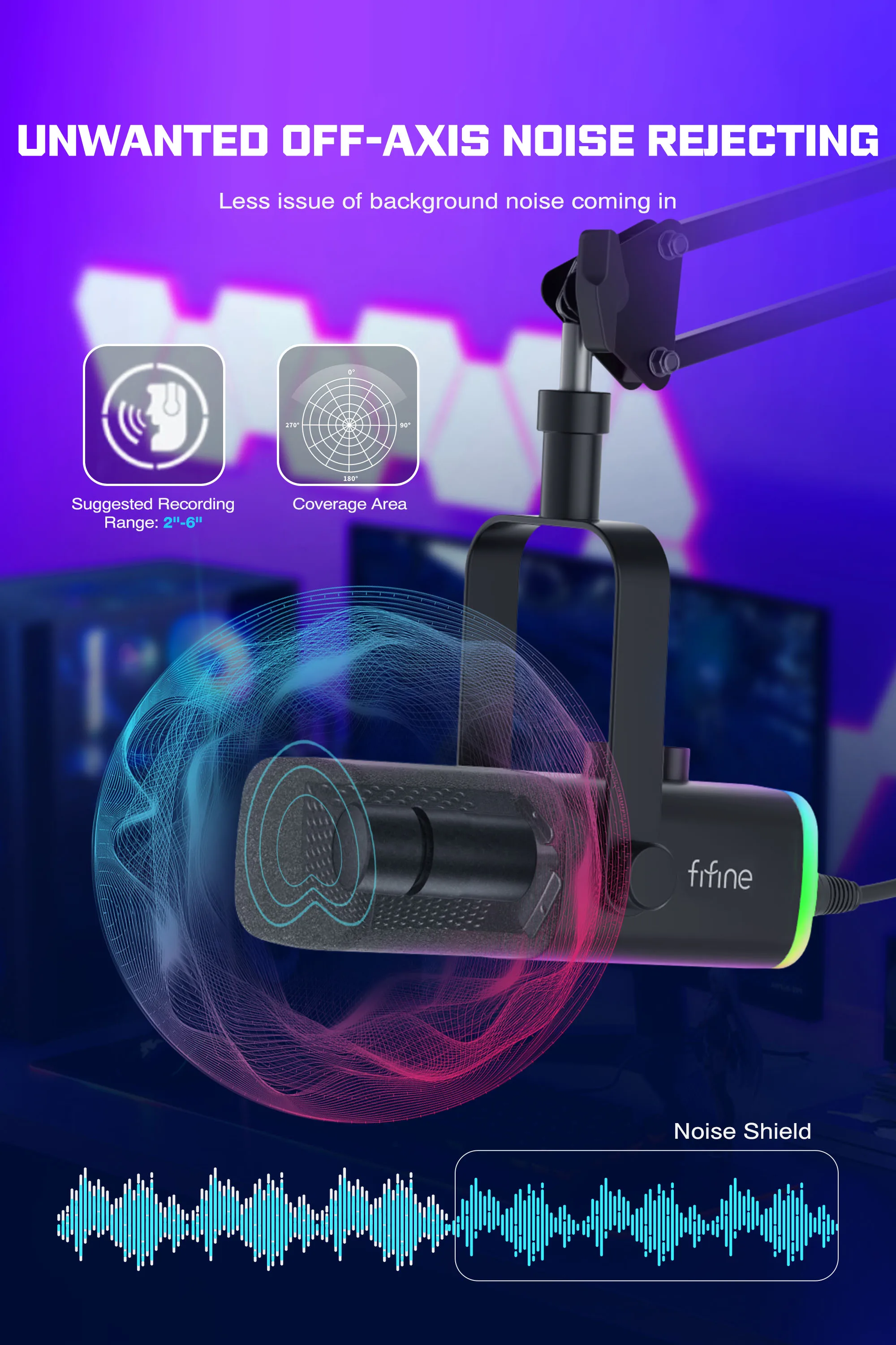 Fifine AM8T Gaming Microphone - Professional Live Streaming