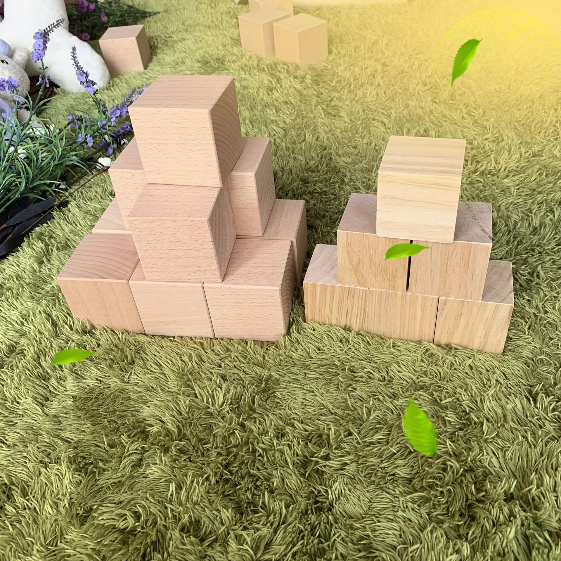 Unfinished Wooden Crafting Beech Wood Blocks Stacking Game Wooden ...