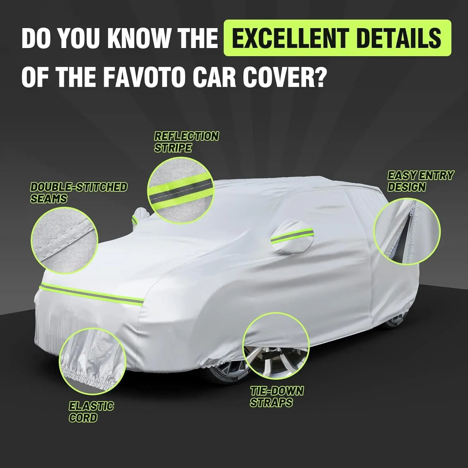 M4 Heavy Duty Outdoor Full Car Cover Sun Protection With Side Zipper ...