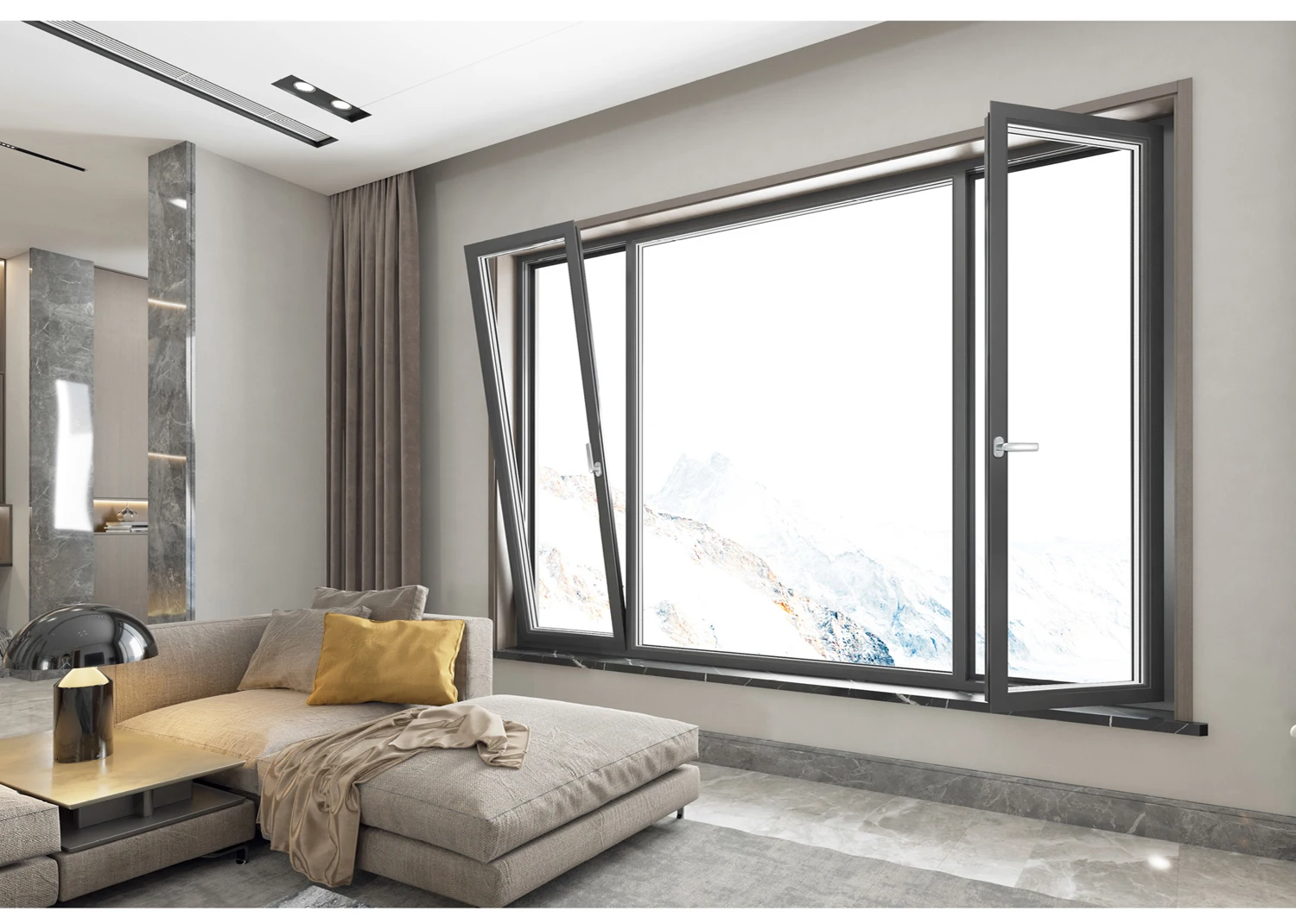 German Standard Aluminum Tilt And Turn Passive Window Quadruple Pane ...