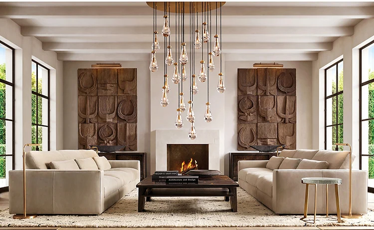 Stair Crystal Raindrops Chandelier Lighting Round Large Pendant Light ...