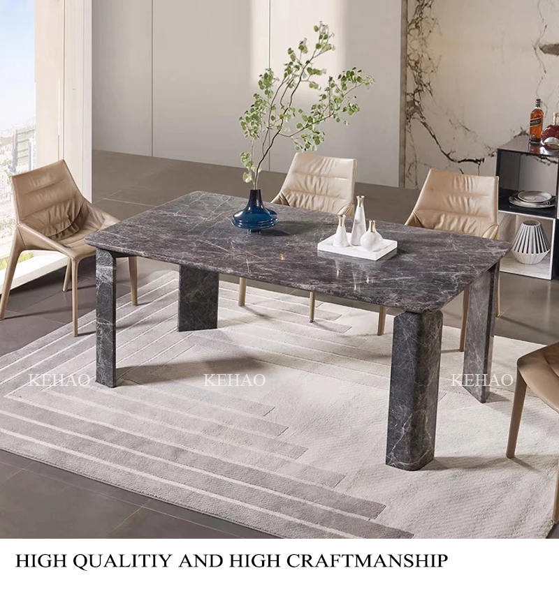 Modern Luxury Natural Stone Dining Table Set 4 6 Seater Full Marble ...
