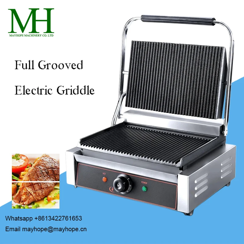 Counter Top Full Grooved Non-stick Iron Plate Electric Griddle Grill ...