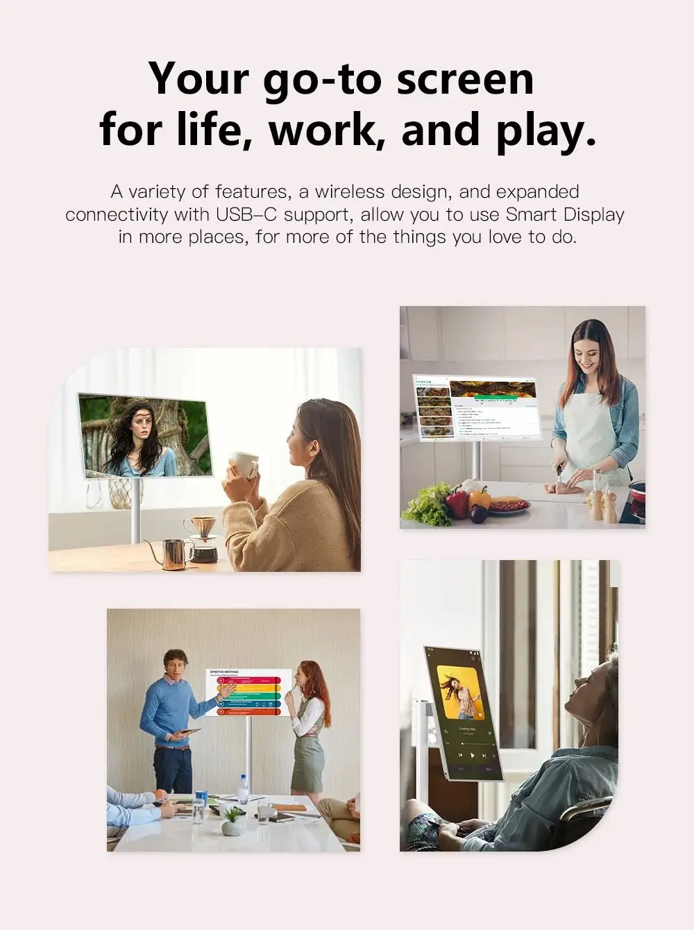 Portable 21.5 Moving Smart Touch Screen Monitor Displays Battery-power ...