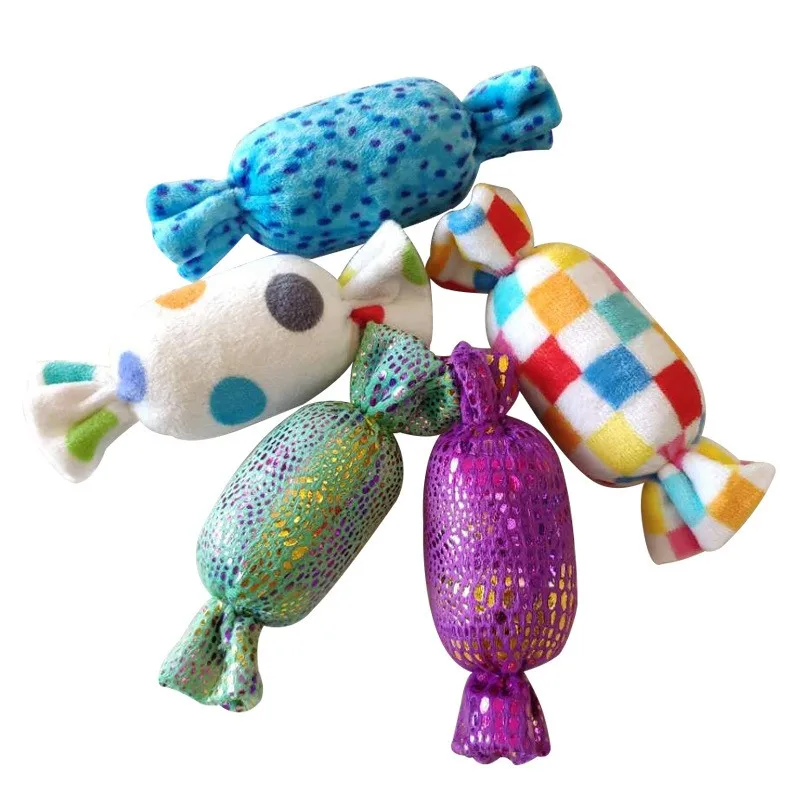 Cute Plush Dog Toy Christmas Candy for Dog Candy Shape Pet Funny Multi ...