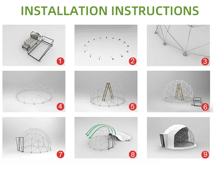 Detachable Geodesic Greenhouse Prefab Dome House Eco Transparent Winter ...