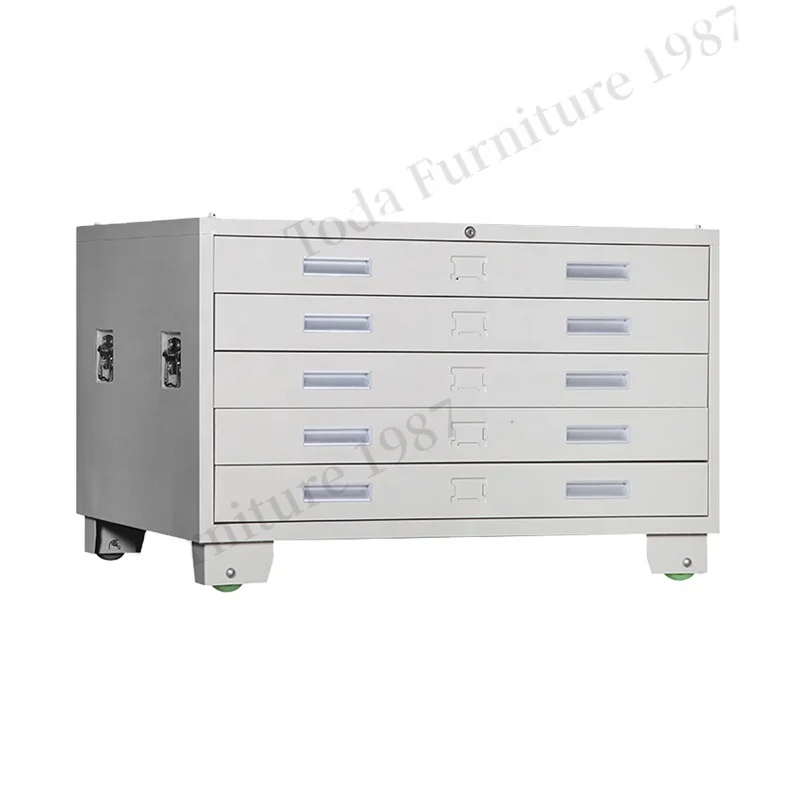 5 Drawer Drawing Map File Mobile Cabinet Storage Metal Cupboard Office ...