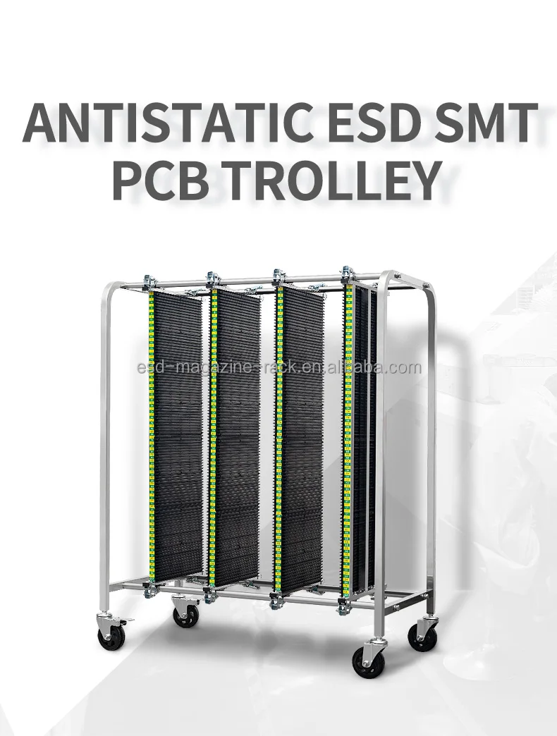 Adjustable Stainless Steel Esd Pcb Trolley Antistatic Smt Esd Pcb ...