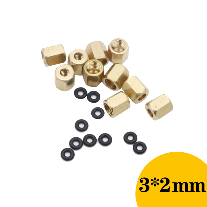 50pcs Printhead Damper Connector Copper Nut With Rubber O Ring 3*2mm 4 ...