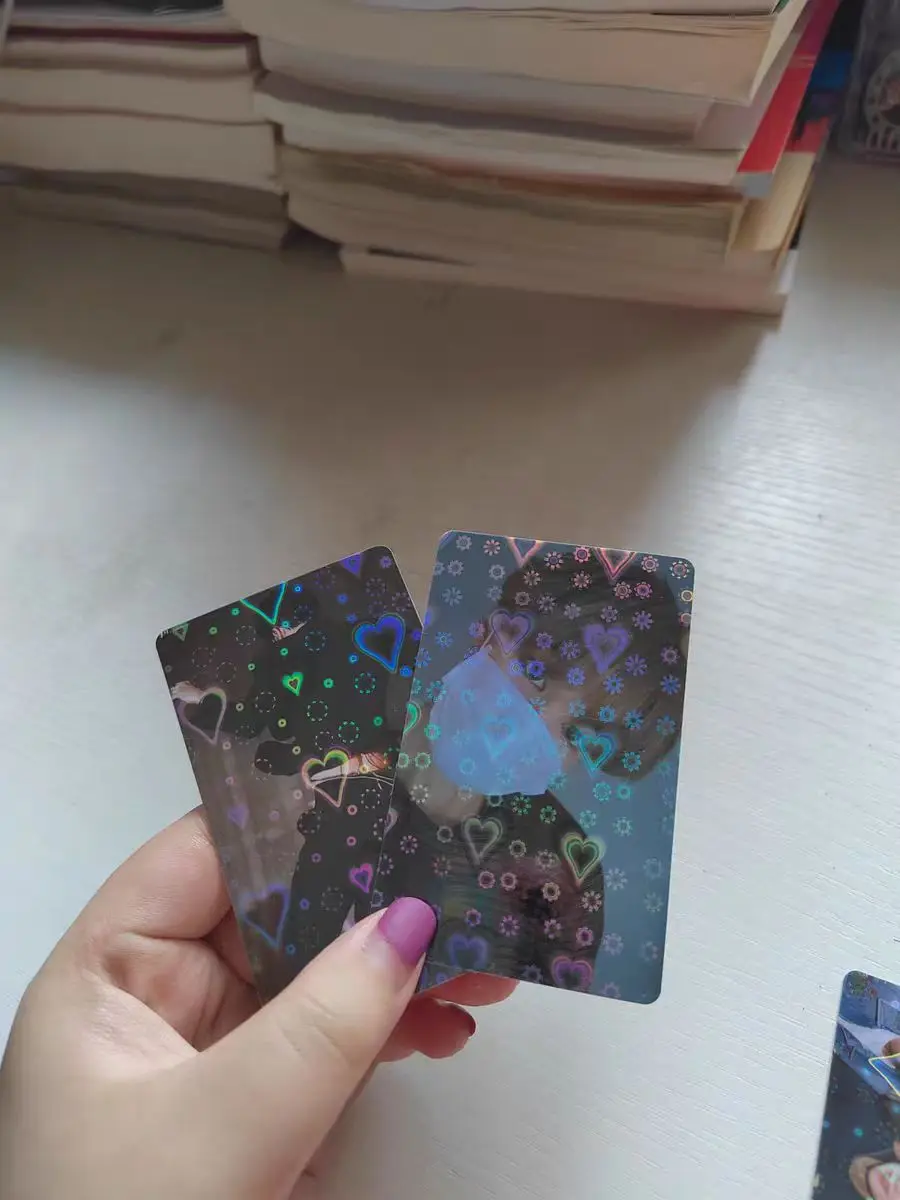 Custom Double Side Color Slogan Postcards - Kpop Holographic Photocard