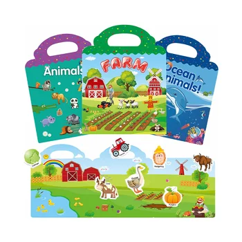 Reusable Puzzle Sticker Book Adhesive Stickers Quiet Children's Scene ...