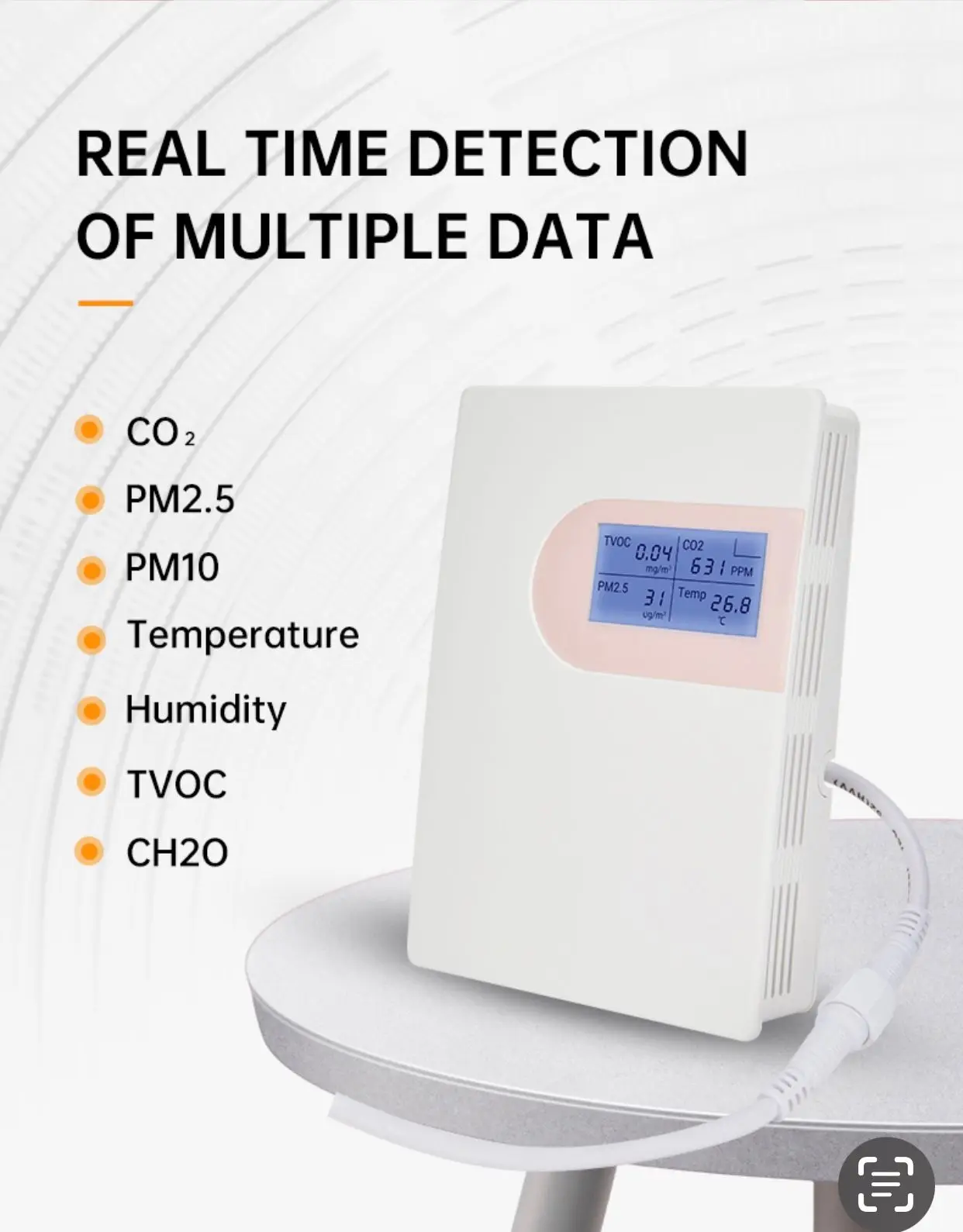 CRK-S6 Multi-parameter air Quality Monitor PM2.5, Formaldehyde,TVOC CO2 ...