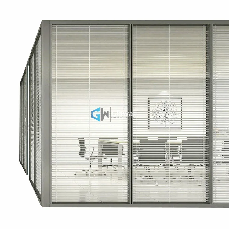 Office Interior Window Partition Wall with Blinds Design
