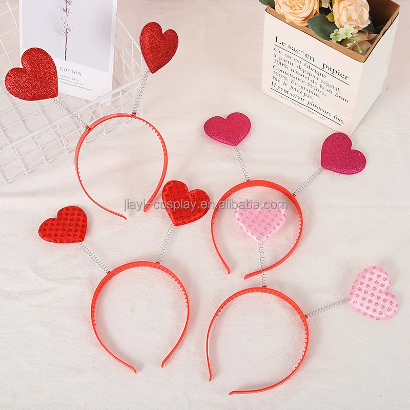 Valentine Headband Glitter Heart Hair Band Red Love Sequin Valentine's ...