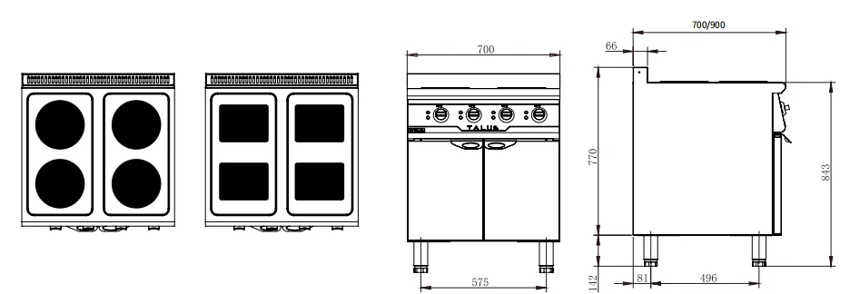 CINSAMLEX Electric 4-Plate Hot Plate Stove with Cabinet