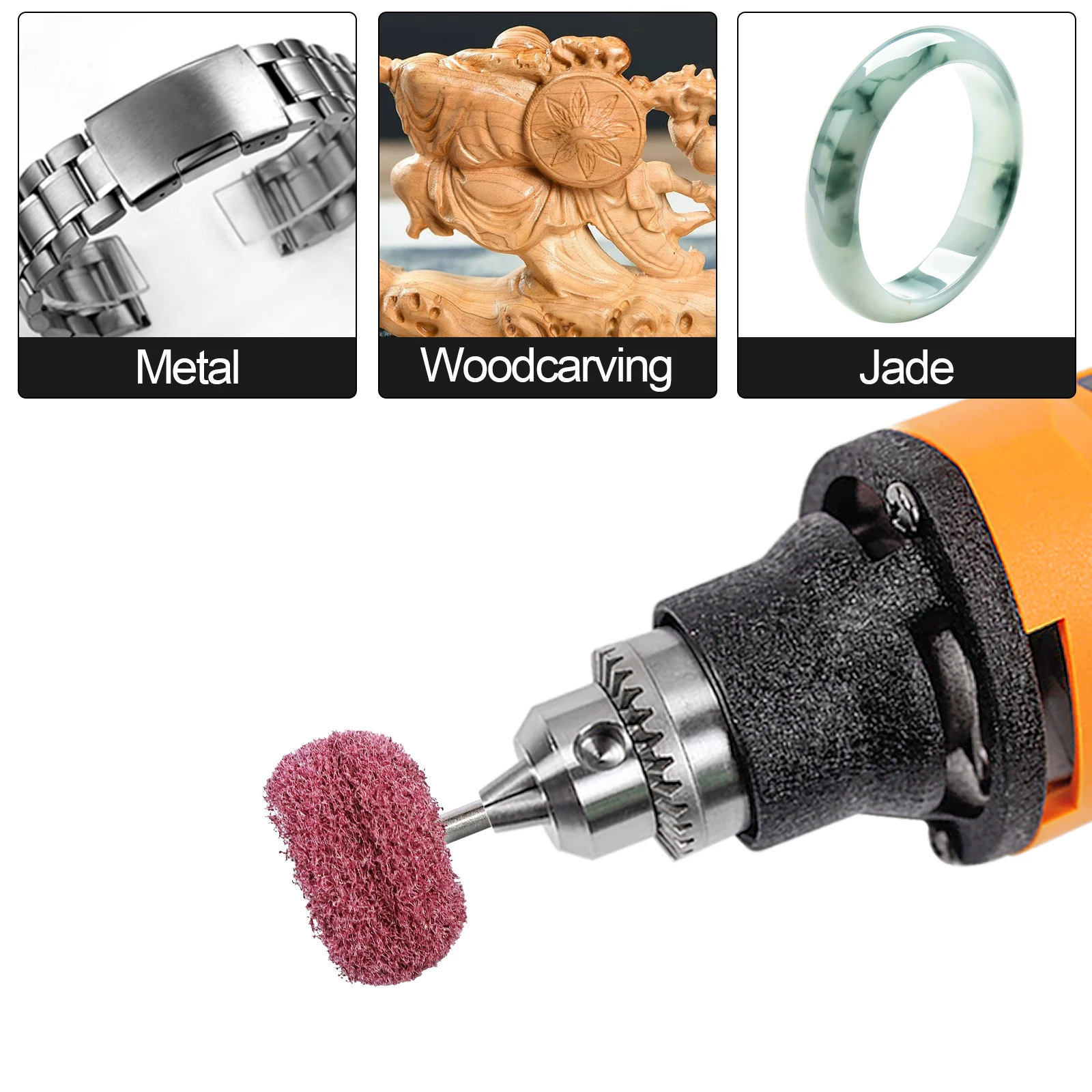 1" Red 2.35/3mm Mandrel Scouring Pad Mini Brush Abrasive Wheel Buffing ...