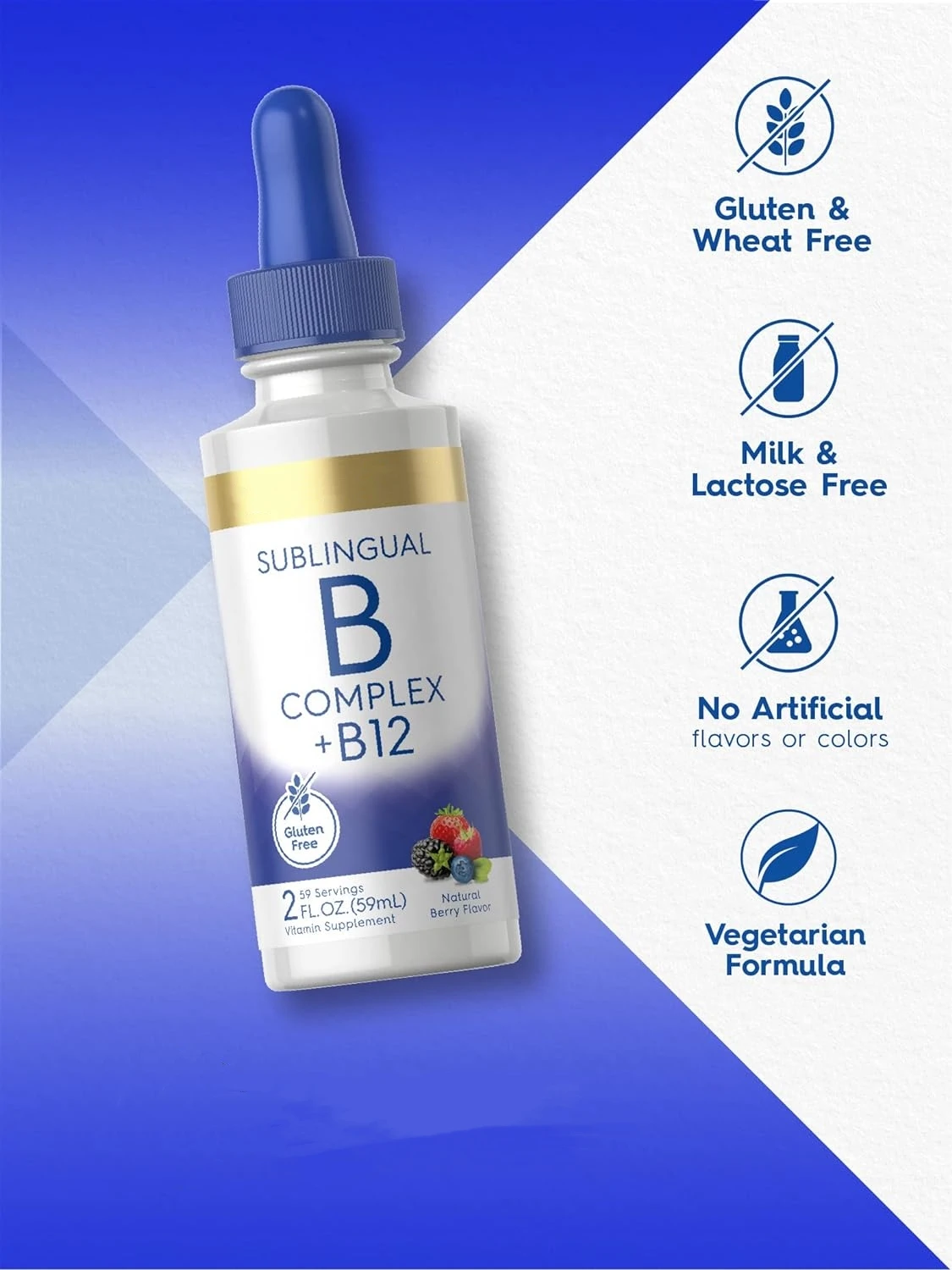 Sublingual Vitamin B Complex Drops B12 Berry Flavored Vegetarian Non ...