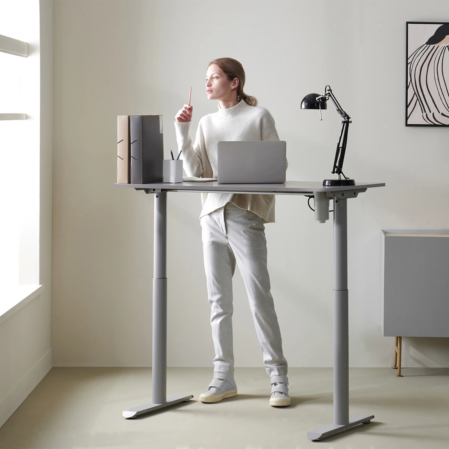 Electric Height Adjustment Desktop Computer Adjustable Office Desk ...