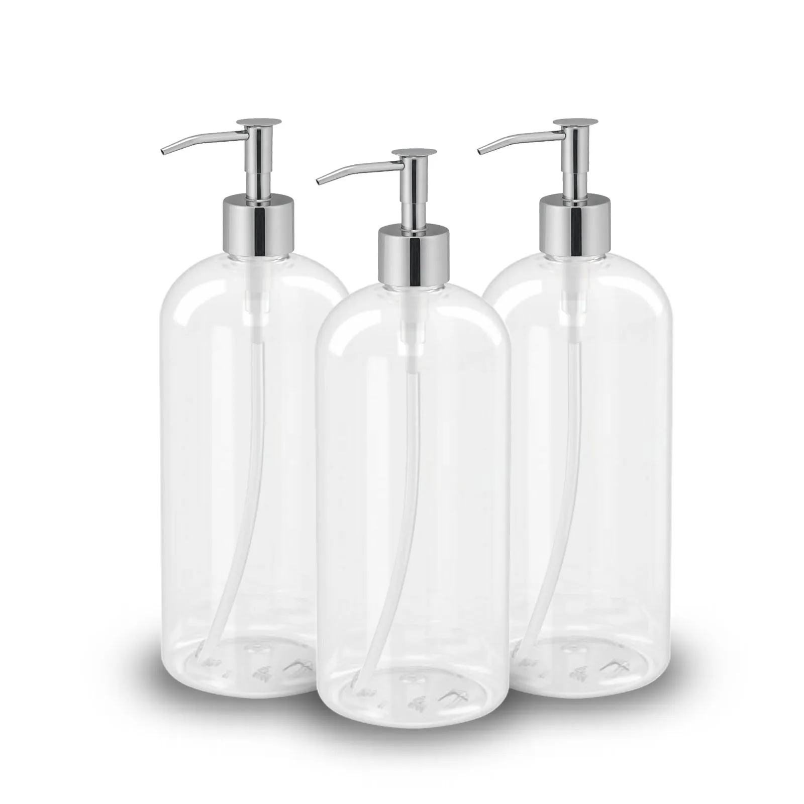 1000ml 32oz Transparent Pet Boston Round Plastic Bottles With Metal ...