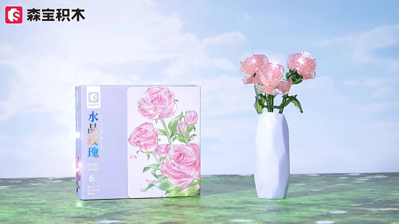 Sembo 611065 Crystal Rose Building Block Vase Ornaments Children's Toys ...