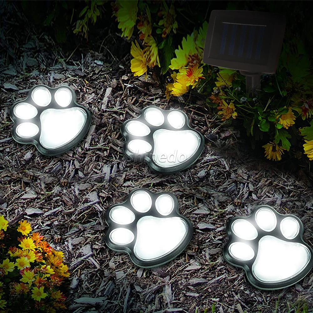 Paw Print Solar Outdoor Lights, Walkway Lighting Waterproof Dog Puppy ...